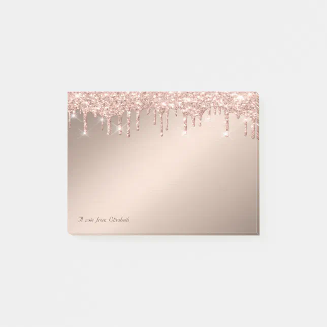 Lovely Stylish Elegant Rose Gold Glitter Drips Post-it Notes | Zazzle