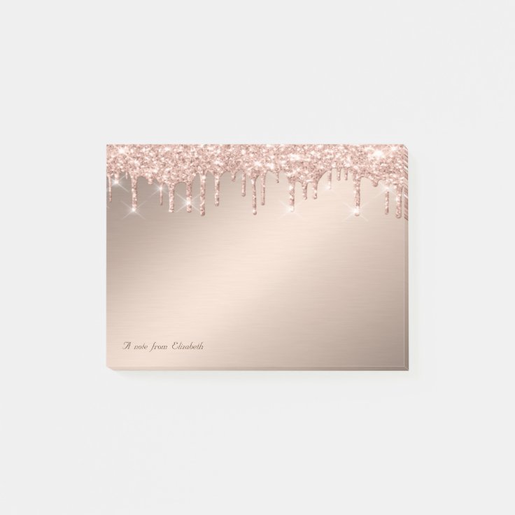 Lovely Stylish Elegant Rose Gold Glitter Drips Post-it Notes | Zazzle