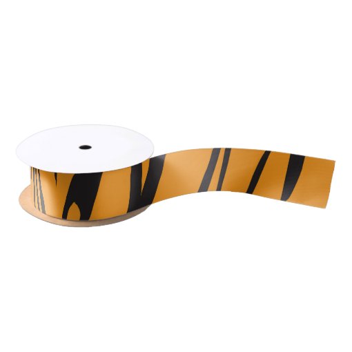 Lovely tiger print orange and black satin ribbon | Zazzle