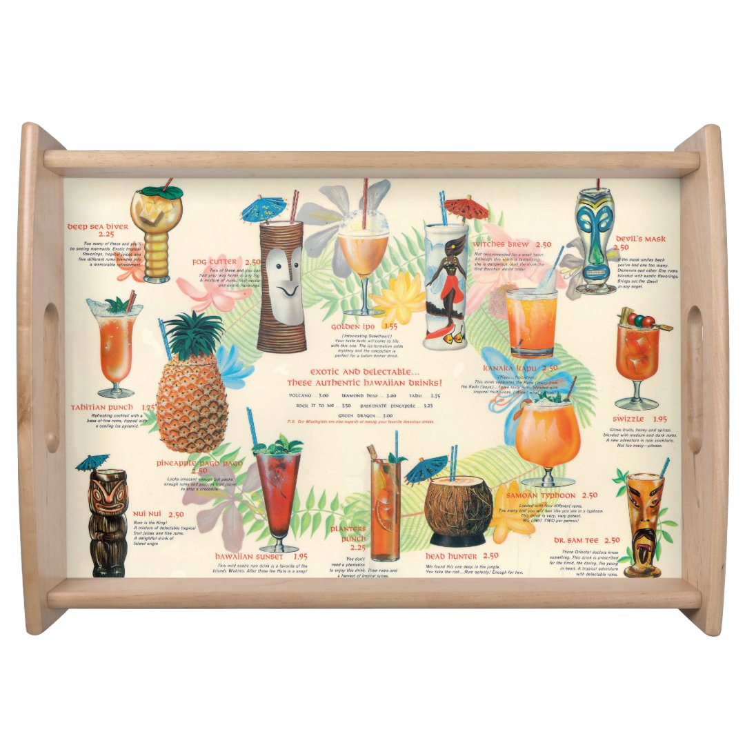 Lovely Tiki Menu Kitsch Serving Tray | Zazzle