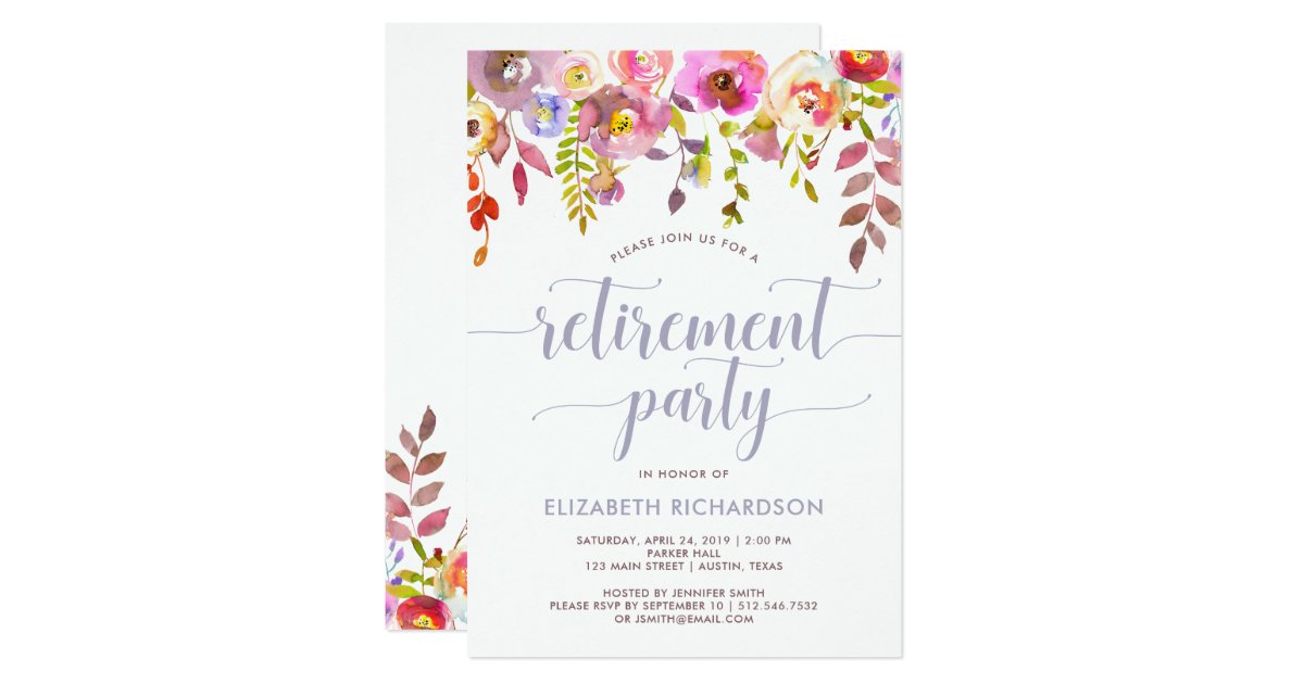 Lovely Trendy Floral | Retirement Party Invitation | Zazzle.com