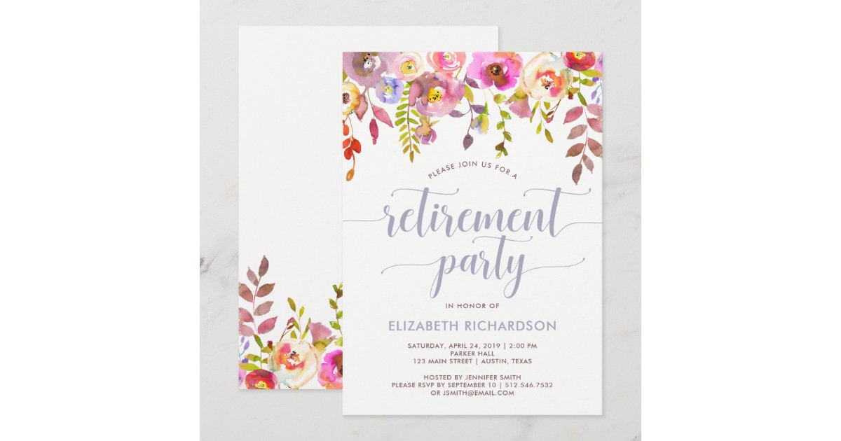 Lovely Trendy Floral | Retirement Party Invitation | Zazzle