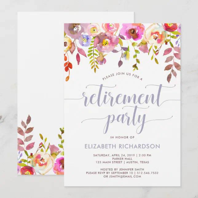 Lovely Trendy Floral | Retirement Party Invitation | Zazzle