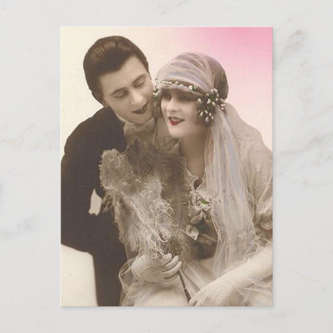 Lovely Vintage Antique Bride and Groom Cards, Gift Postcard | Zazzle