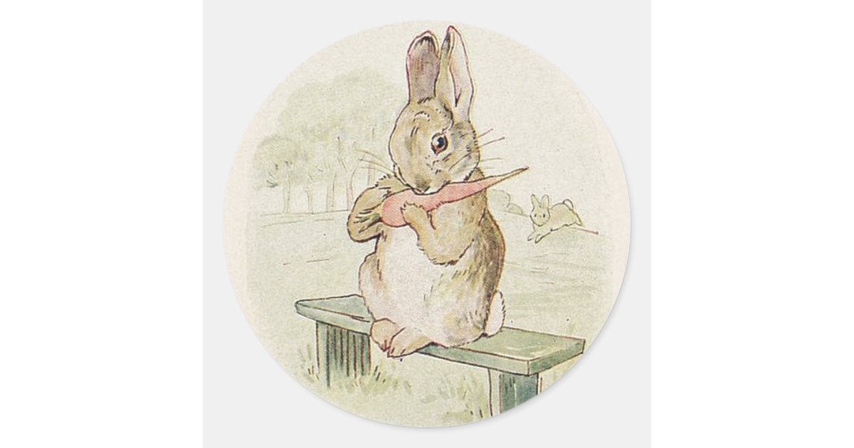 LOVELY VINTAGE RABBIT, ANTIQUE BUNNY STICKER | Zazzle