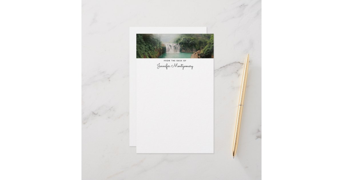 Lovely Waterfall in a Mountain Forest Stationery | Zazzle