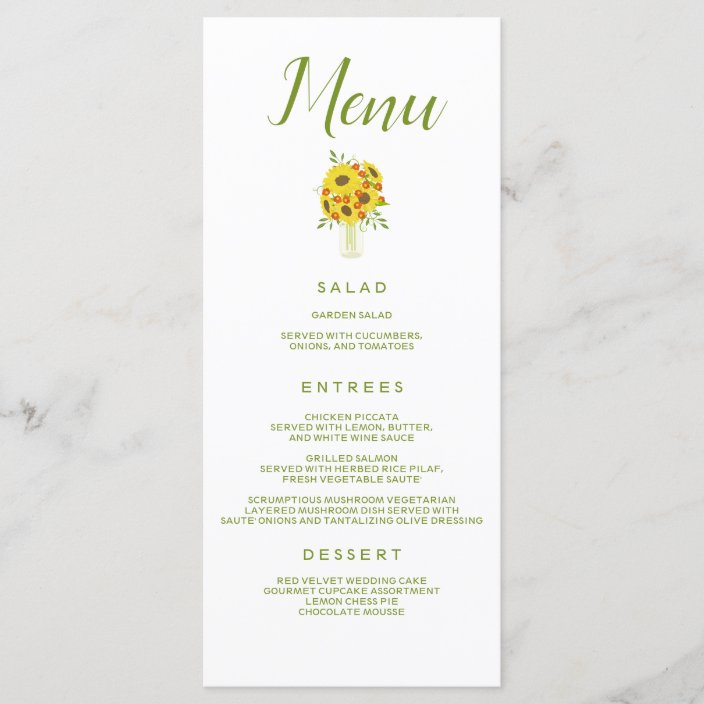 Lovely Wedding Sunflower Menu | Zazzle.com