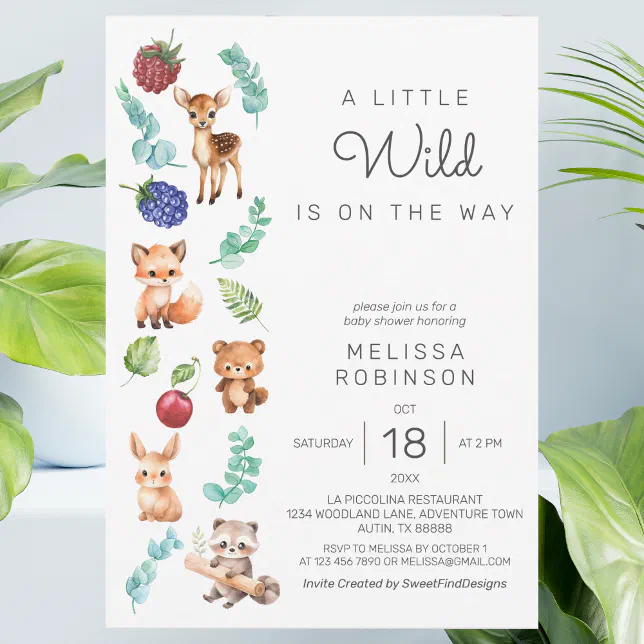 Lovely Wild Forest Baby Boy Shower Invitation | Zazzle