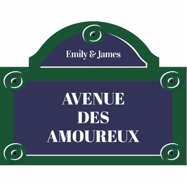 Lovers Lane Romantic Couple Paris Street Sign Cutout | Zazzle