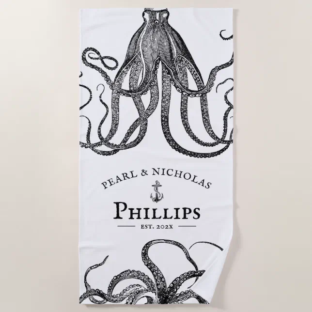 Love's Tentacles | Octopus Themed Beach Towel | Zazzle