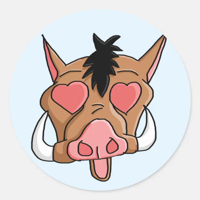 Lovestruck Pork Chop Emoji Classic Round Sticker | Zazzle