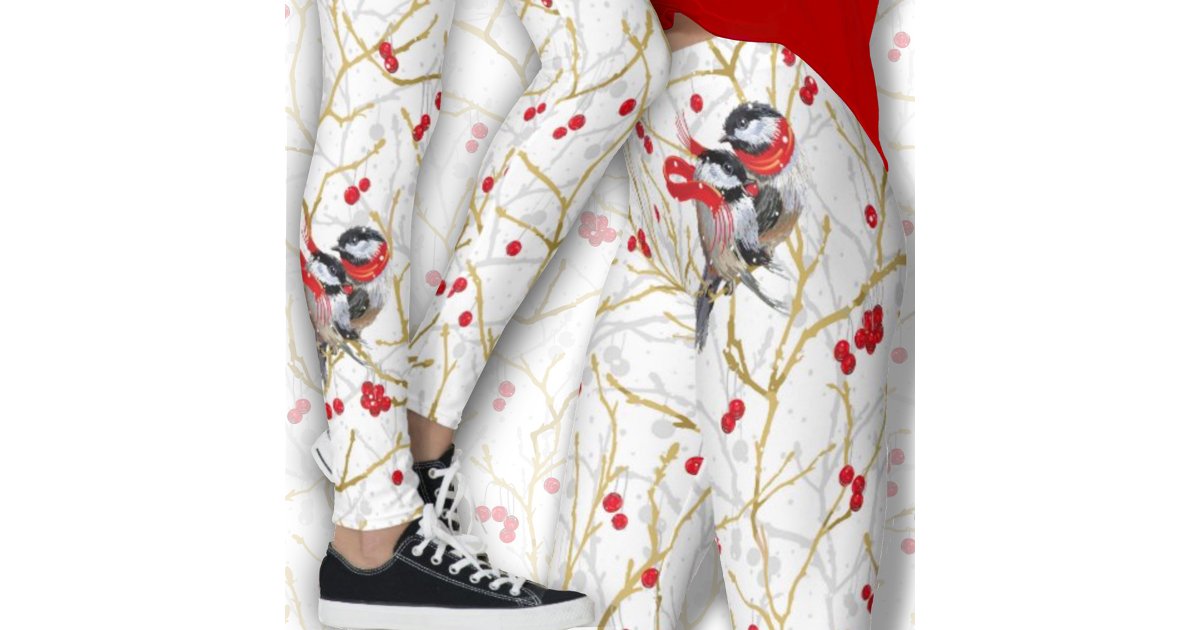 Loving Cuddling Chickadees Couple Leggings | Zazzle