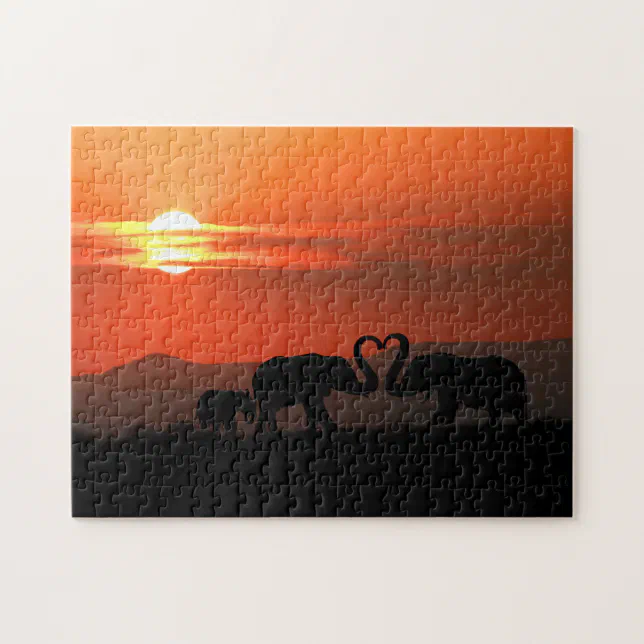 Loving Elephant Family, Jigsaw Puzzle | Zazzle