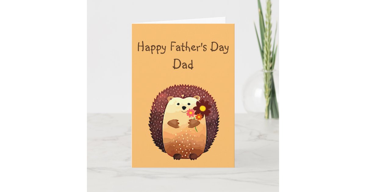 Loving Father's Day Dad Cute Hedgehog Animal Card | Zazzle