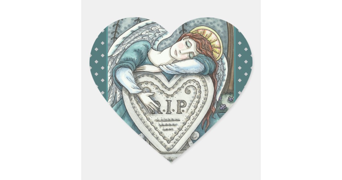 LOVING GUARDIAN ANGEL, CEMETERY MOURNING ART RIP HEART STICKER | Zazzle