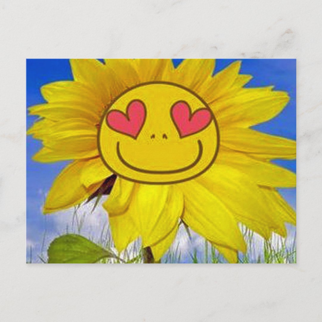 Loving,happy,sunflower,colorful,flower,animated Postcard | Zazzle