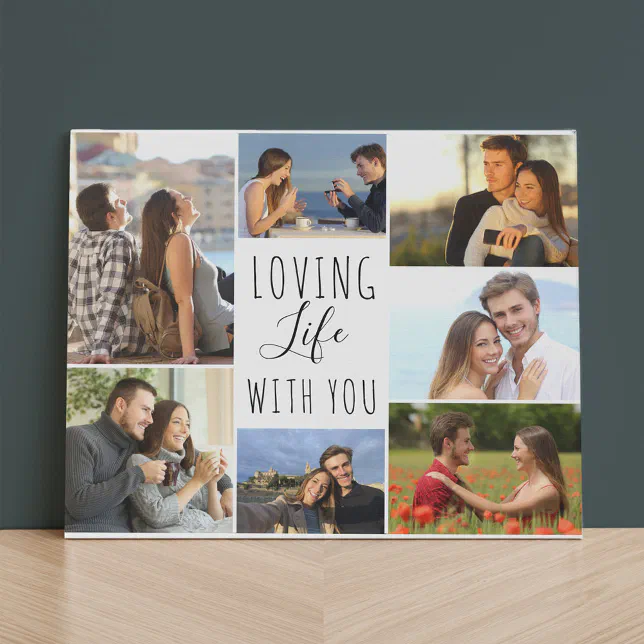 Loving Life with You 7 Photo Collage | White Faux Canvas Print | Zazzle