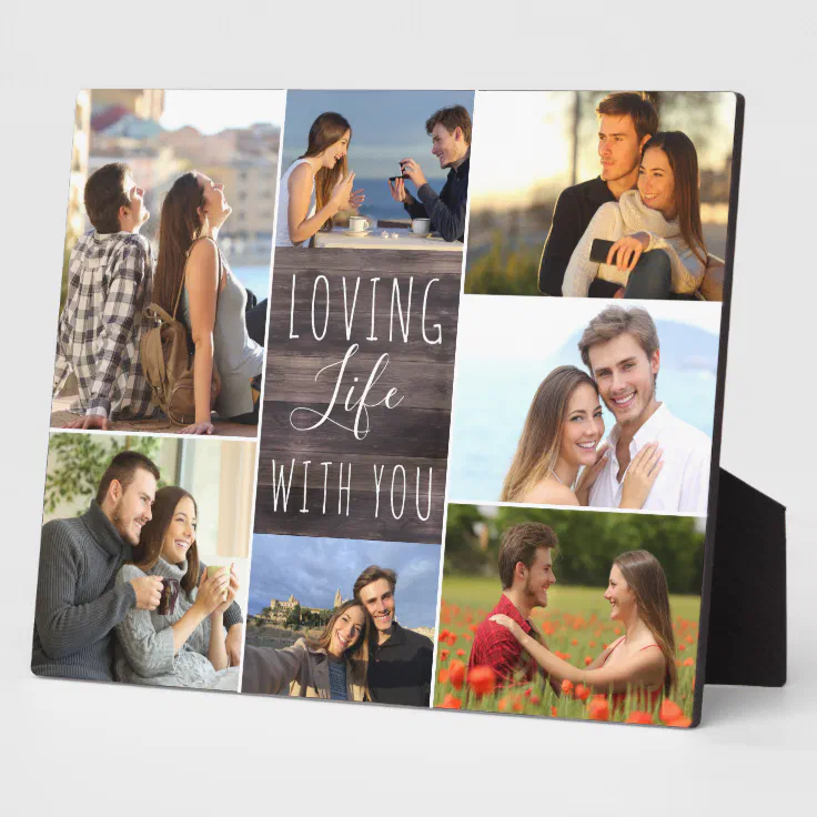Loving Life With You 7 Photo Collage | Wood Plaque | Zazzle