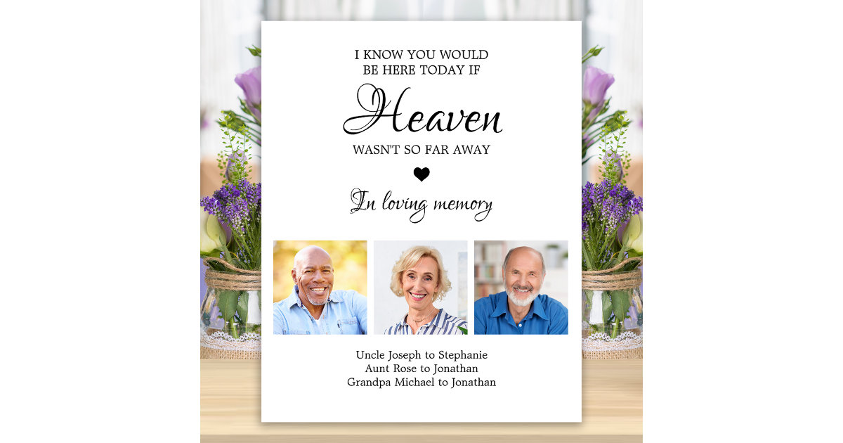 Loving Memory 3 Photo Collage Memorial Wedding Poster | Zazzle