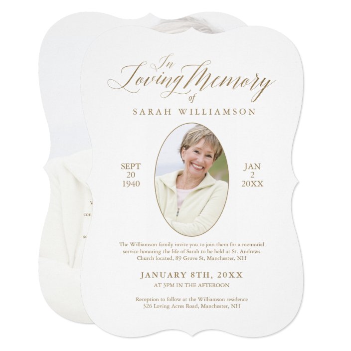 Loving Memory Calligraphy Photo Memorial Service Invitation | Zazzle.com