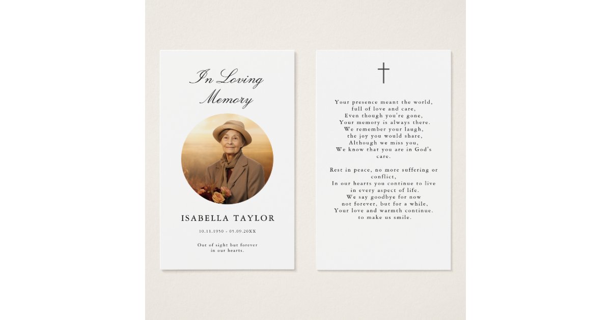 Loving Memory Catholic Funeral Photo Prayer Card | Zazzle