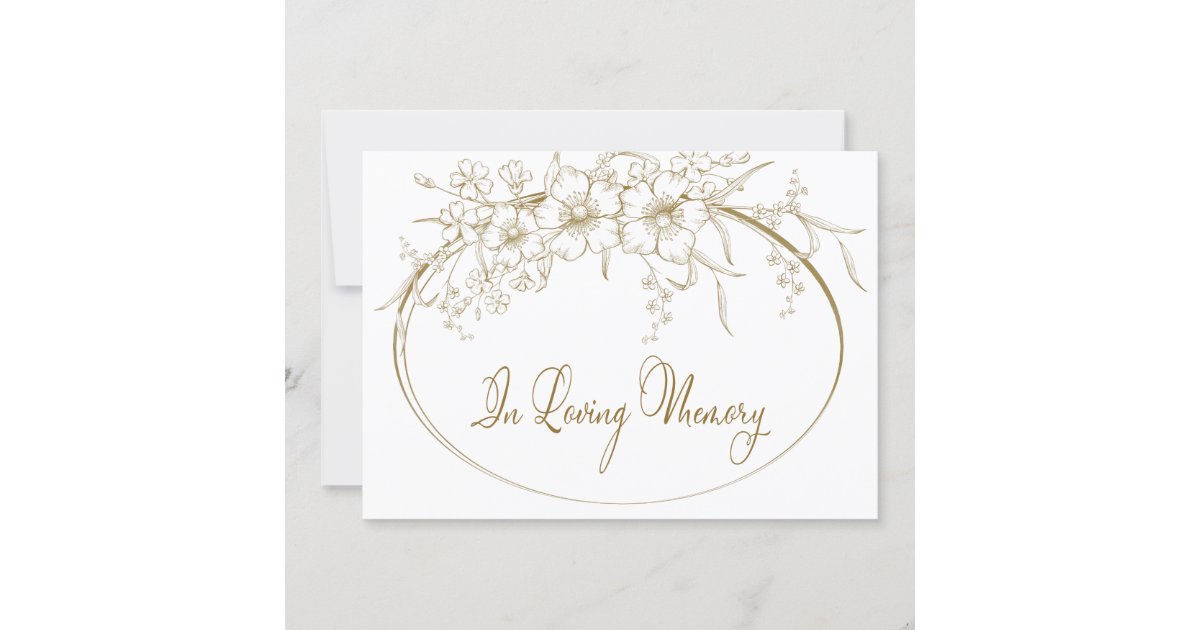 Loving Memory Elegant Floral Gold Memorial Invitation | Zazzle