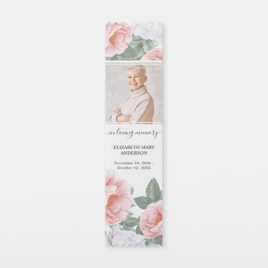 Loving Memory Memorial Pink Floral Photo Bookmark | Zazzle.com