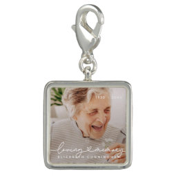 Loving Memory Modern Elegant Heart Photo Memorial Charm | Zazzle