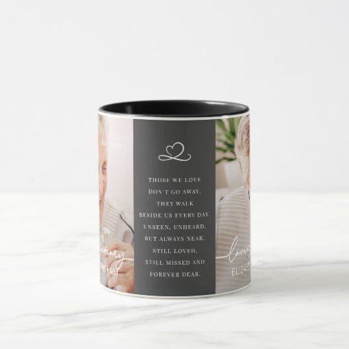 Loving Memory Modern Elegant Heart Photo Memorial Mug | Zazzle