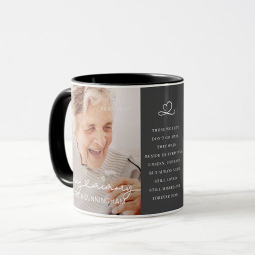 Loving Memory Modern Elegant Heart Photo Memorial Mug | Zazzle