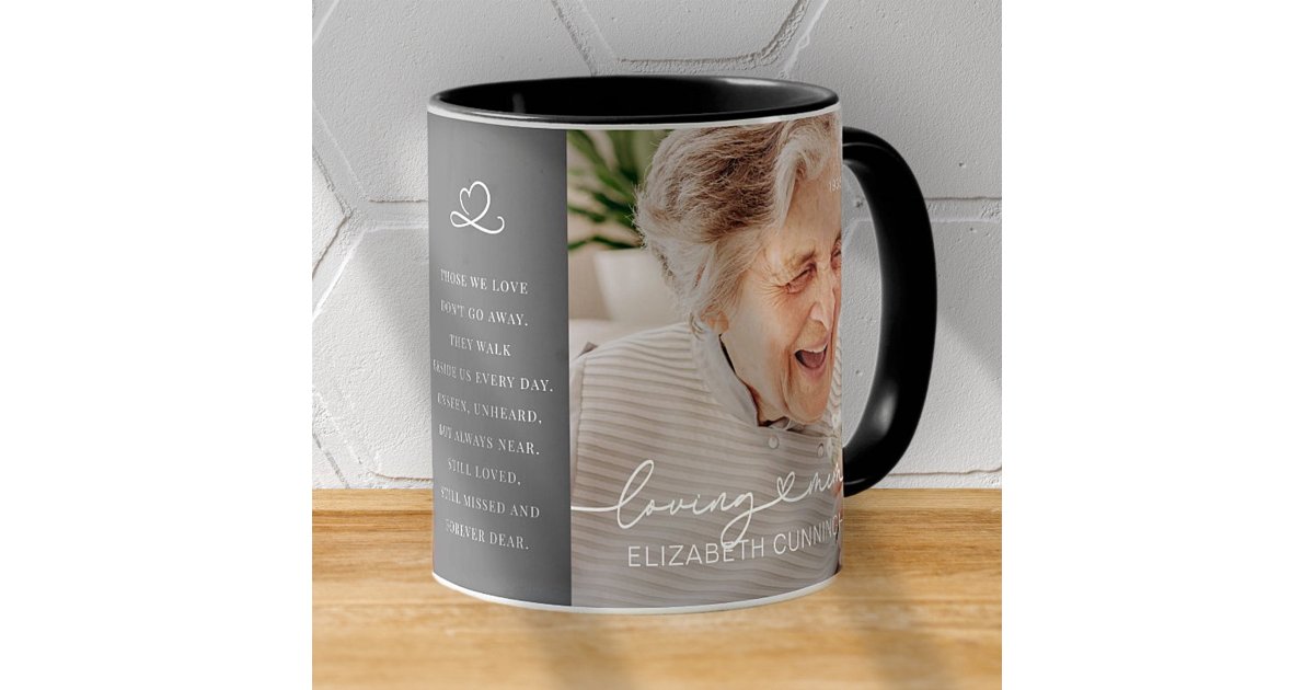 Loving Memory Modern Elegant Heart Photo Memorial Mug | Zazzle