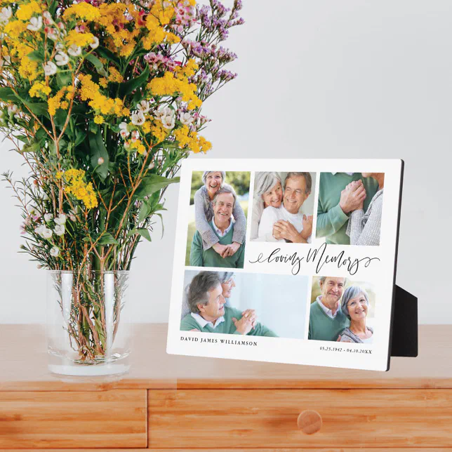 Loving Memory Photo Collage Memorial Keepsake Plaque | Zazzle