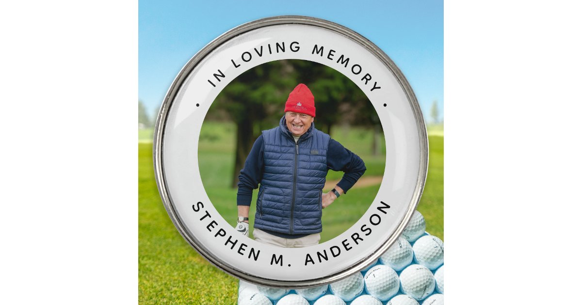 Loving Memory Simple Custom Photo Golfer Memorial Golf Ball Marker | Zazzle
