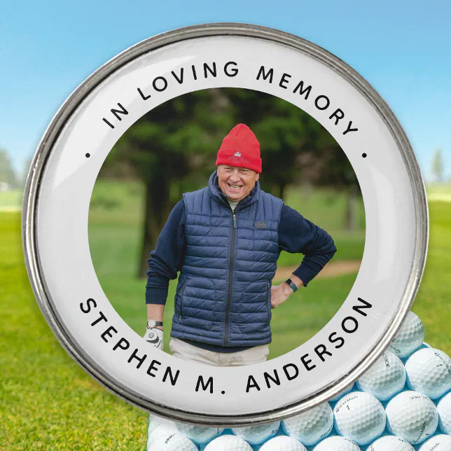Loving Memory Simple Custom Photo Golfer Memorial Golf Ball Marker | Zazzle