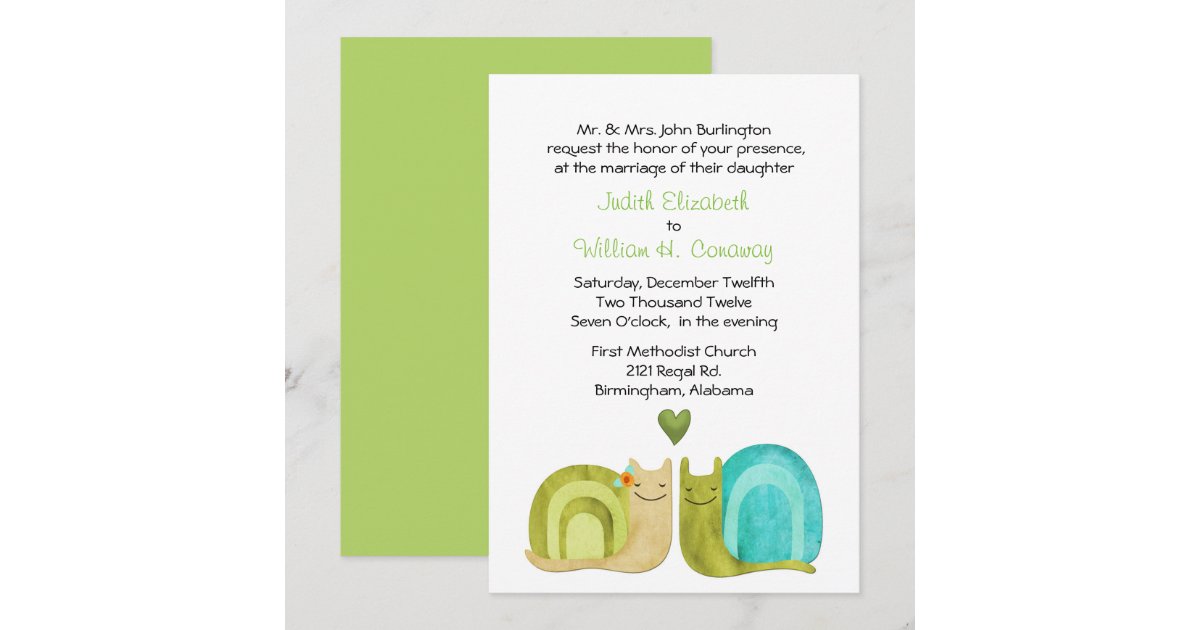 Loving Snails Wedding Invitation | Zazzle