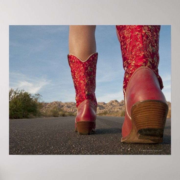 Low-angle view of woman wearing cowboy boots poster | Zazzle
