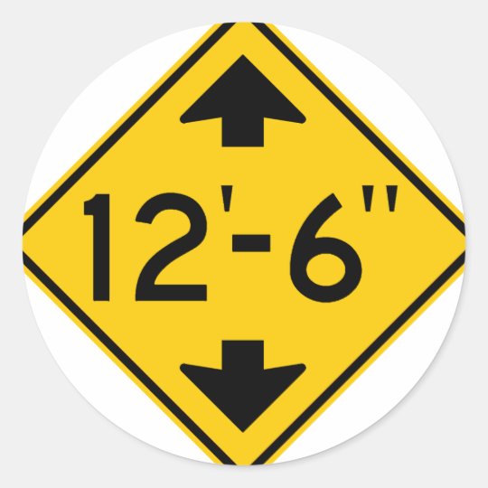 Low Clearance Warning Highway Sign Classic Round Sticker | Zazzle.com
