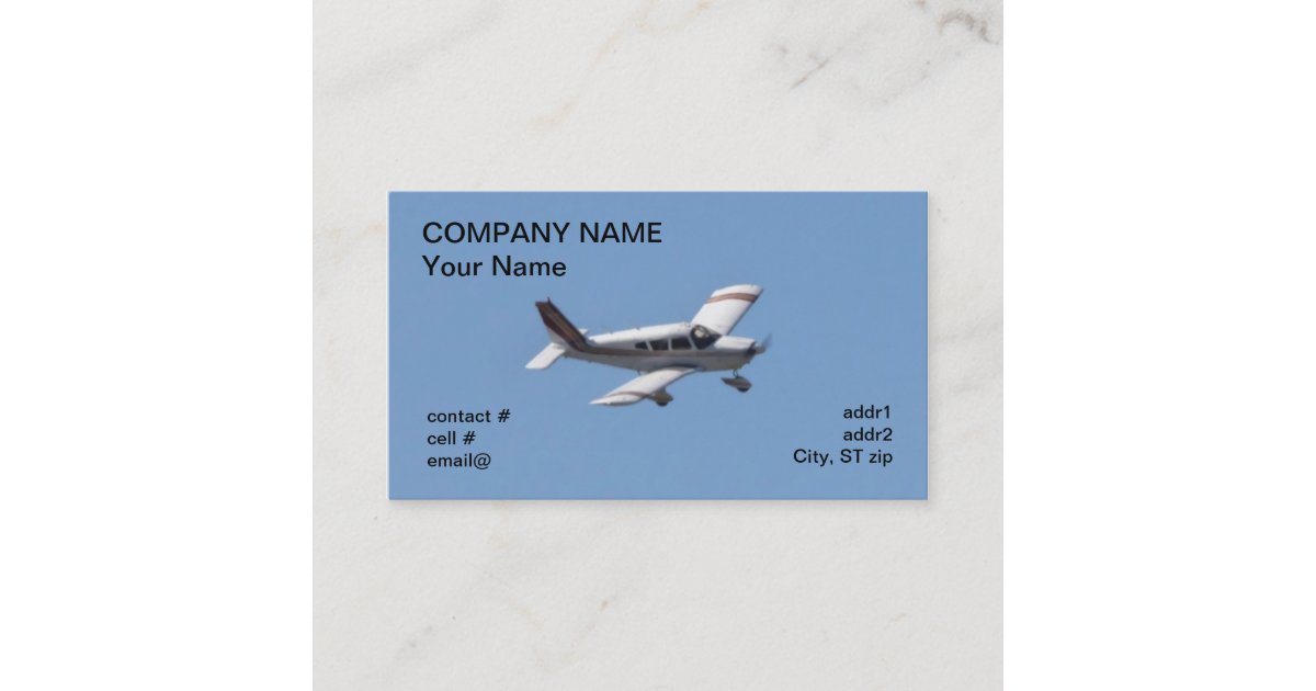 low wing light aircraft business card | Zazzle