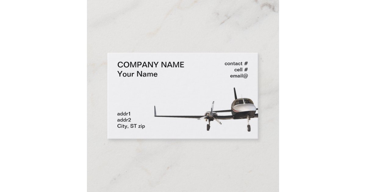 low wing twin, light aircraft business card | Zazzle