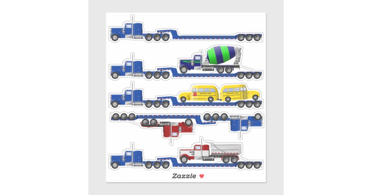 Lowboy Trailer Big Rig Stickers | Zazzle