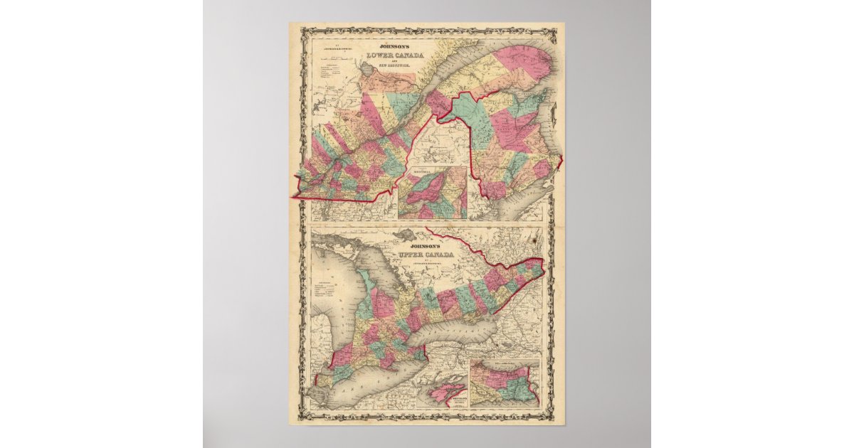 Lower Canada and New Brunswick Upper Canada Poster | Zazzle