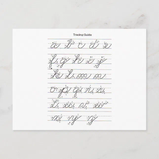 Lowercase Cursive Guide Postcard | Zazzle