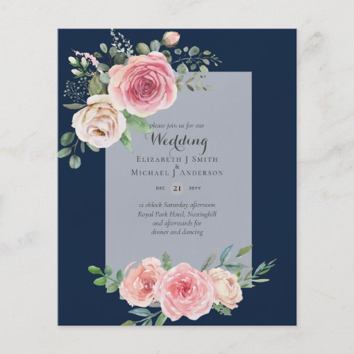 LOWEST BUDGET Pink Roses Floral Wedding Invites Flyer | Zazzle