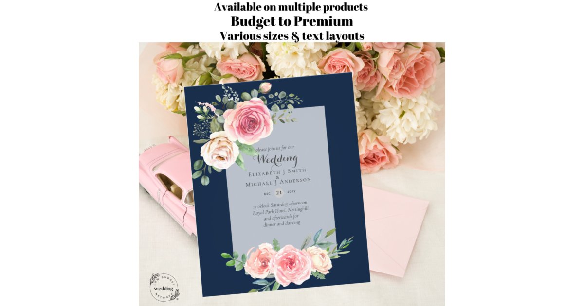 LOWEST BUDGET Pink Roses Floral Wedding Invites Flyer | Zazzle