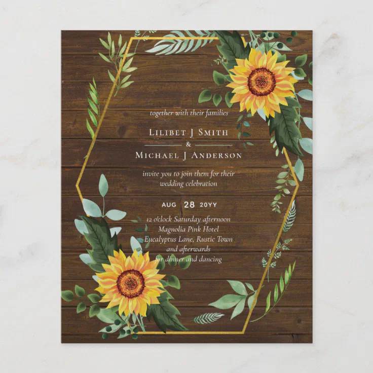 LOWEST BUDGET Rustic Sunflowers Wedding Invite Flyer | Zazzle