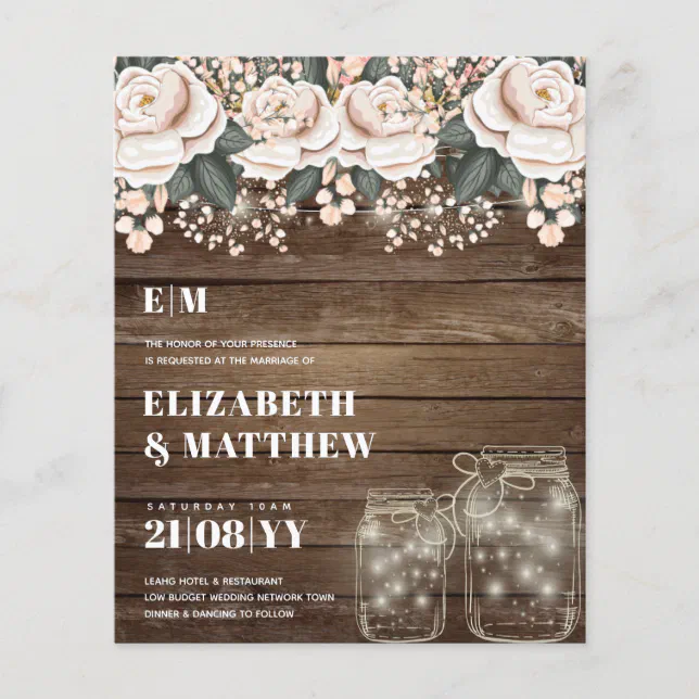 Lowest Budget Wedding FLYERS Pink Flowers Girly | Zazzle