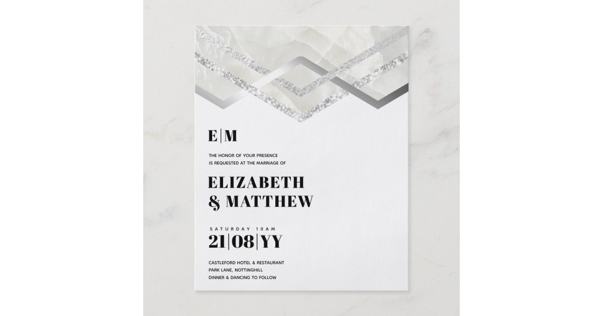 Lowest BUDGET White Silver Wedding FLYER | Zazzle.com