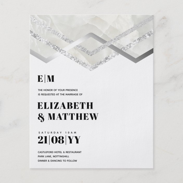 Lowest BUDGET White Silver Wedding FLYER | Zazzle.com
