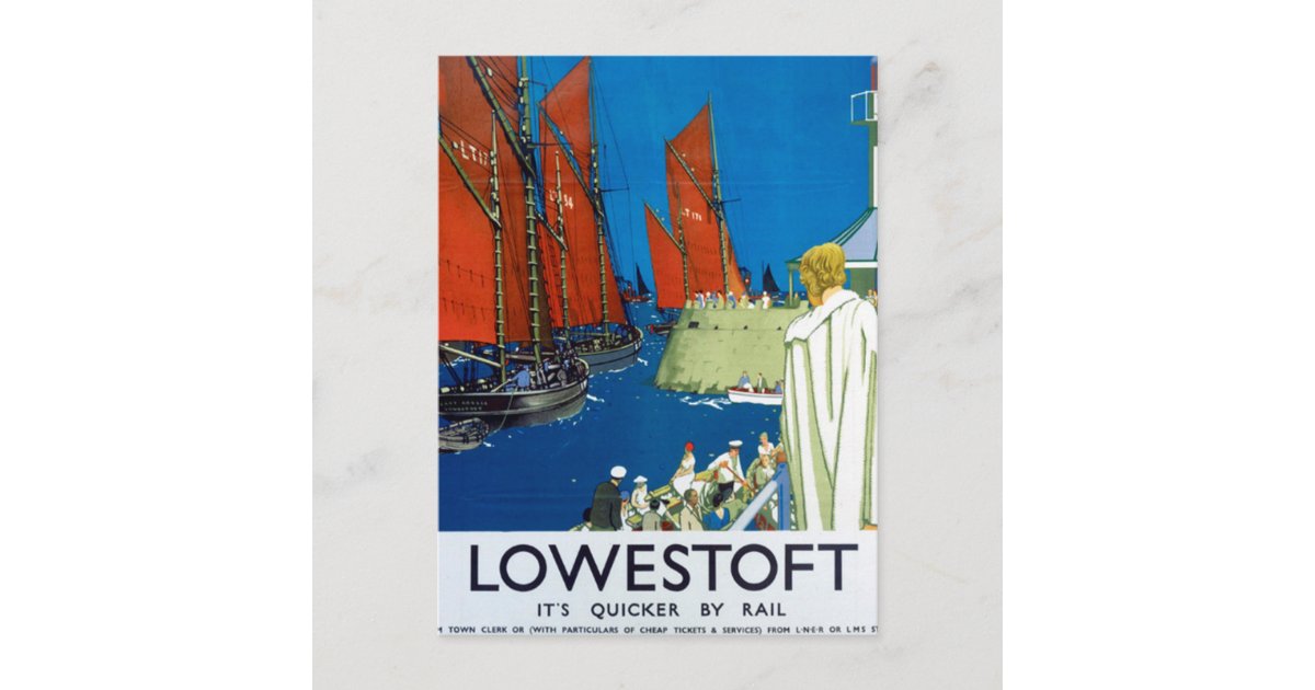 Lowestoft vintage train advertising poster UK Postcard | Zazzle