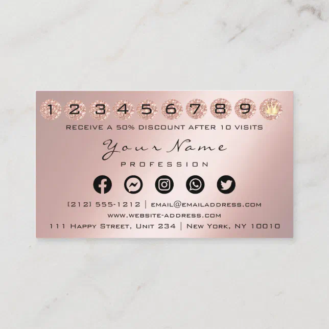 Loyalty Card 10 Punch Crown Silver QR Logo Photo | Zazzle